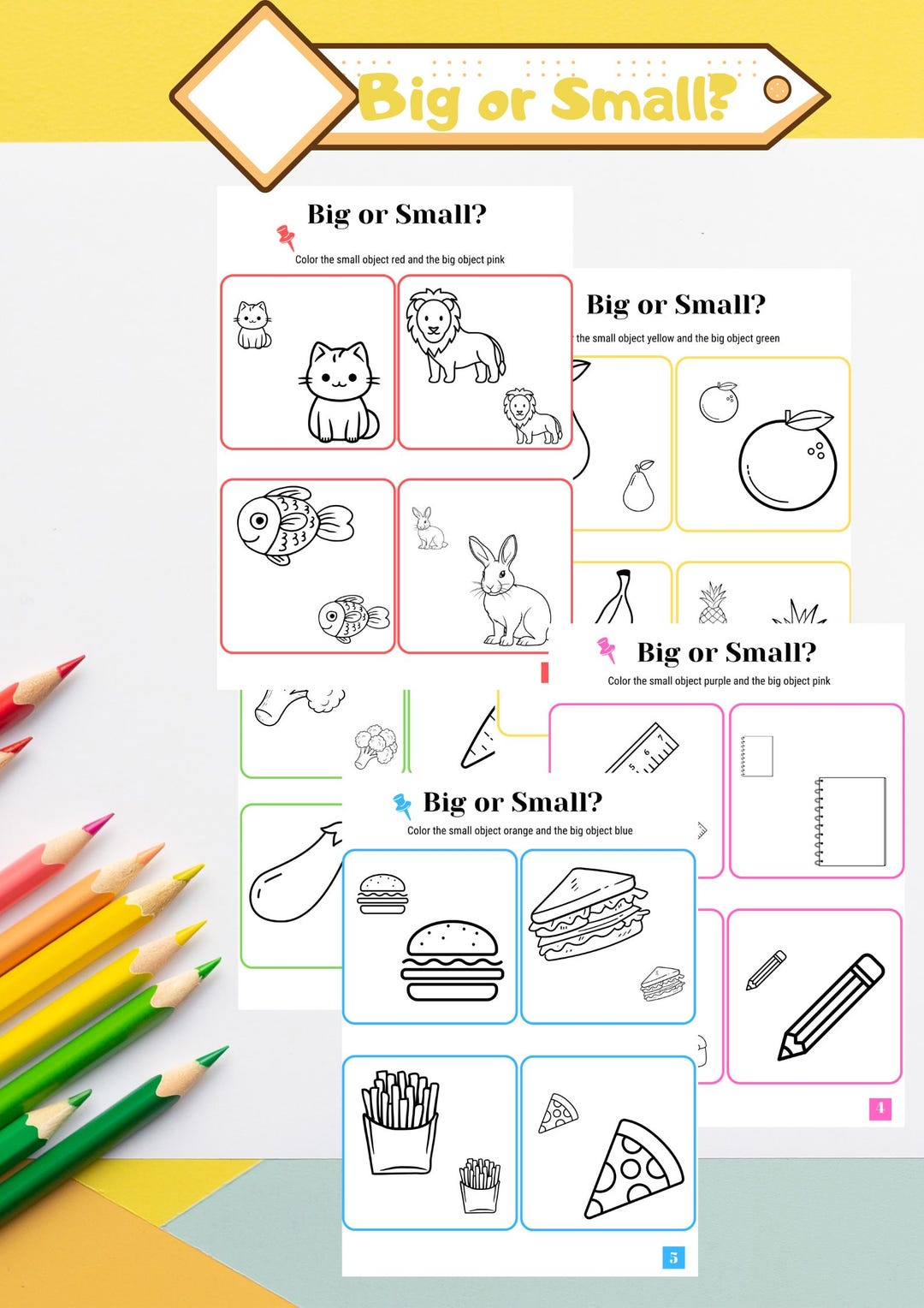 Big or Small Worksheets, Size Sorting, Preschool Worksheets ...