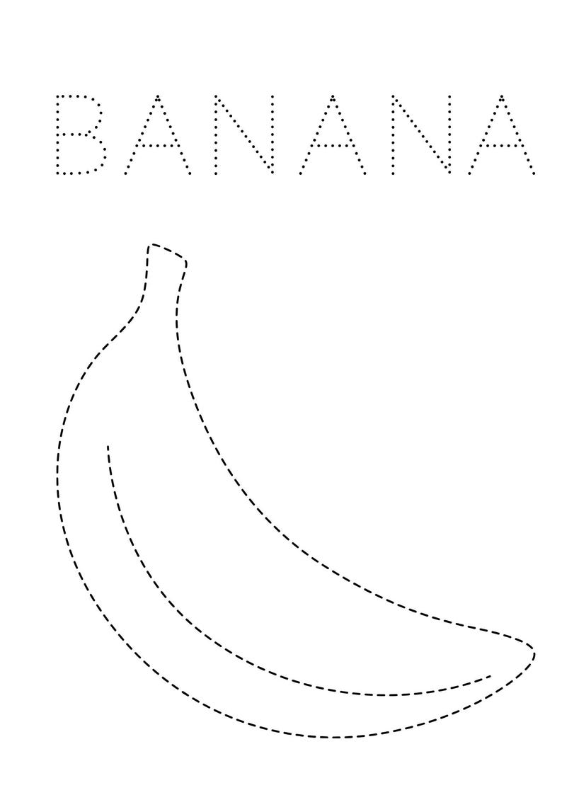 Vegetables & Fruits Tracing Coloring Pages: Preschool Kindergarten ...