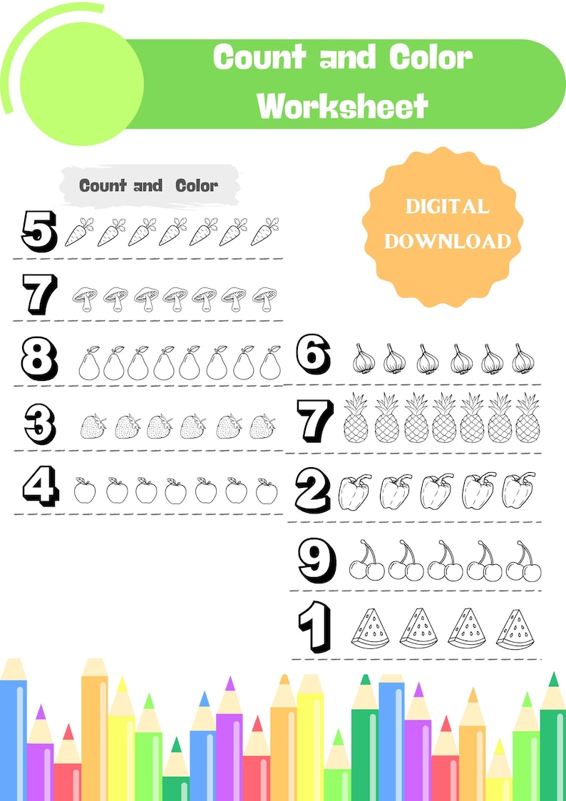 Let's Count and Color!, Count and Color Worksheet, Printable Counting ...