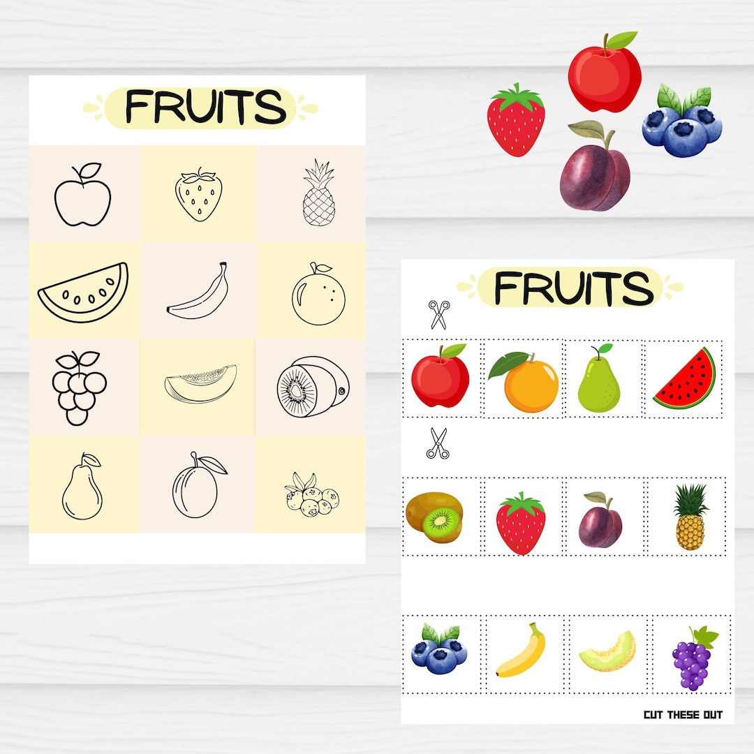 Fruit Matching Game, Educational, Match the Fruit Worksheet, Homeschool ...