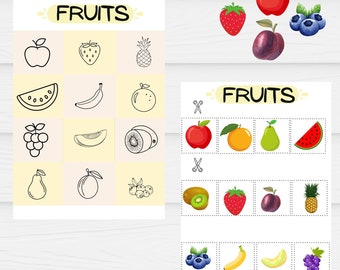 Fruit Matching Game, Educational, Match the Fruit Worksheet, Homeschool ...