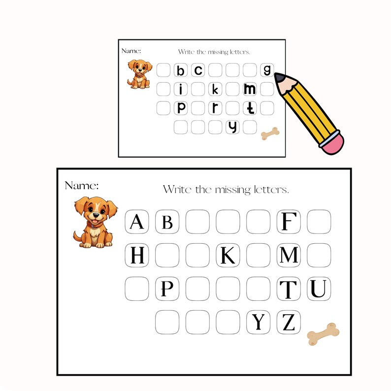 8 Printable Missing Letters Worksheets, Uppercase and Lowercase Letters ...