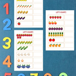 Fruit & Vegetable Counting Worksheet: Numbers 1-10 (digital Download ...