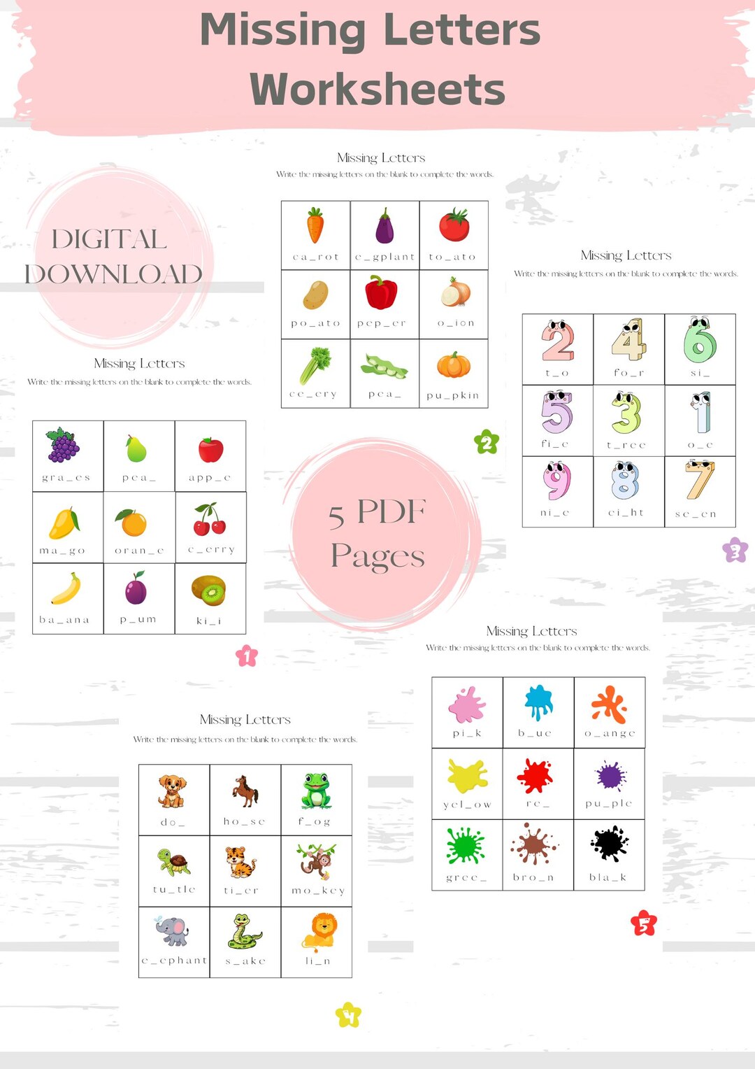 Alphabet Missing Letters Worksheet | Preschool & Kindergarten Printable ...