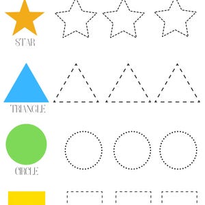 Shape Tracing Worksheets, Trace the Shapes and Color, Pre Math Skills ...