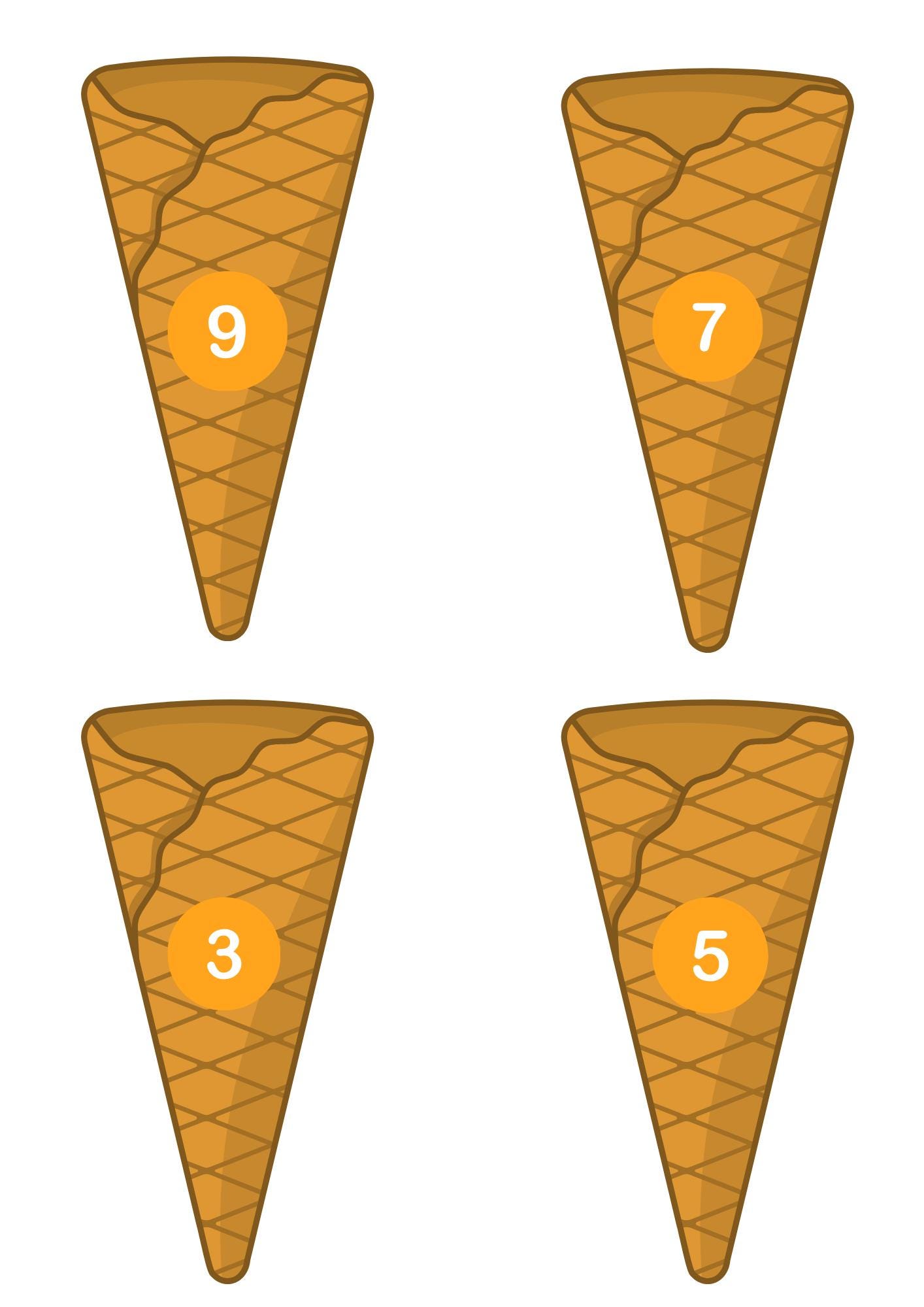 Counting Ice Cream Scoops Game, Learning Numbers, Math Skills, Counting ...