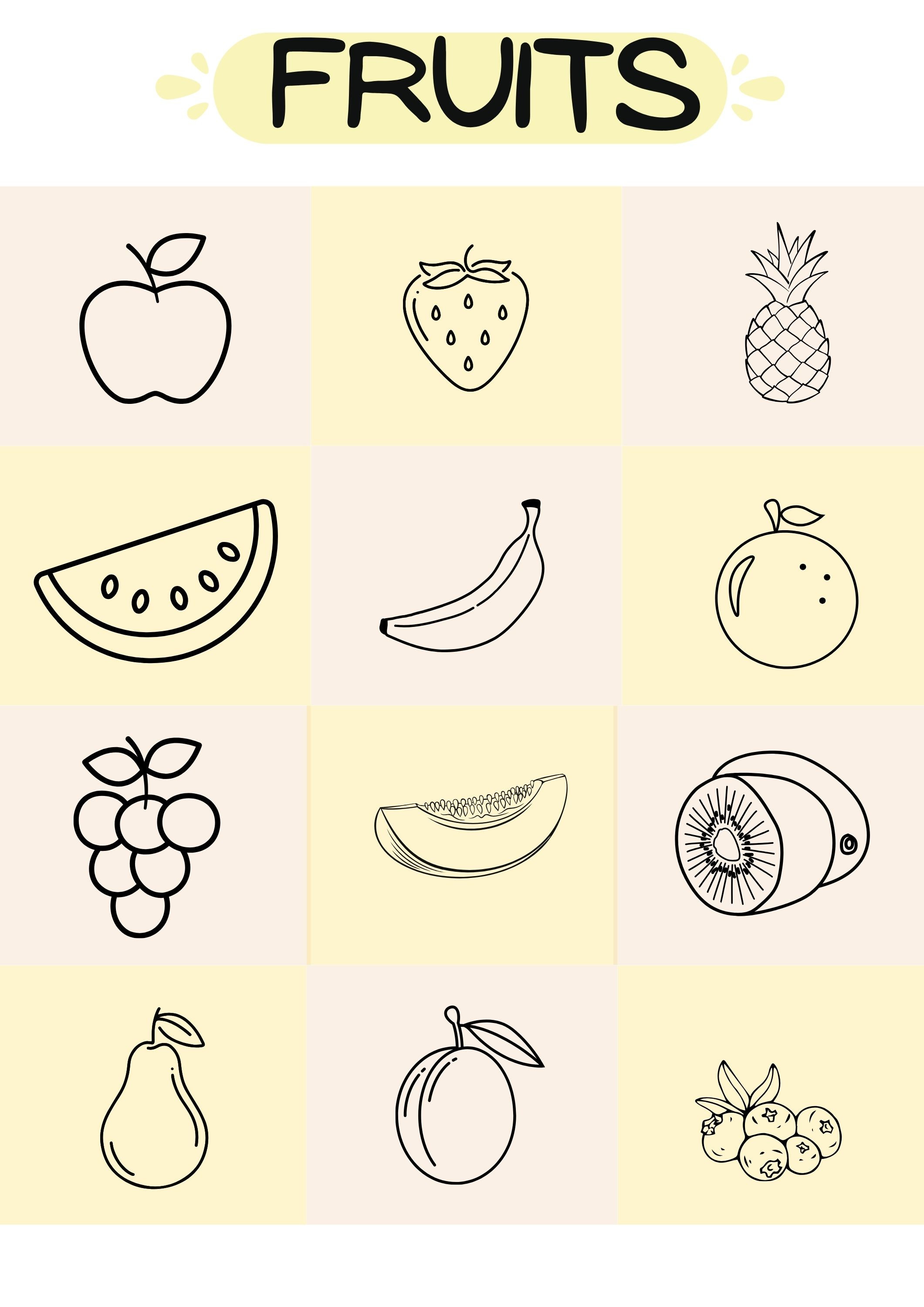 Fruit Matching Game, Educational, Match the Fruit Worksheet, Homeschool ...