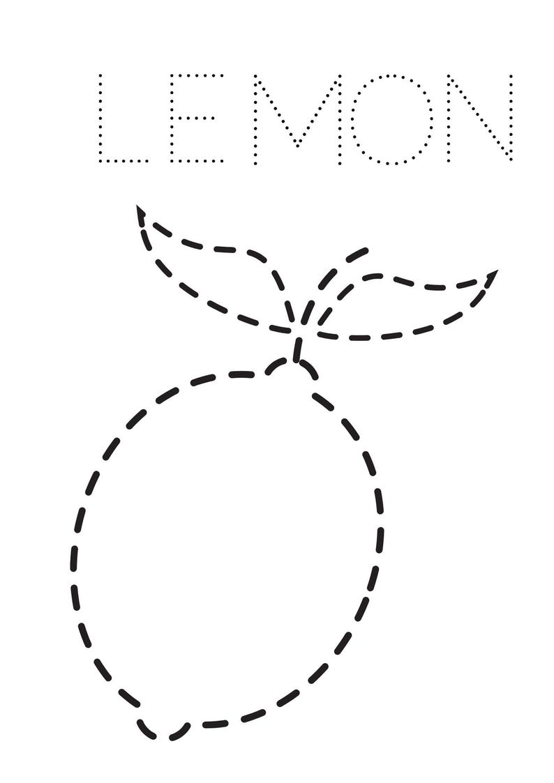 Vegetables & Fruits Tracing Coloring Pages: Preschool Kindergarten ...