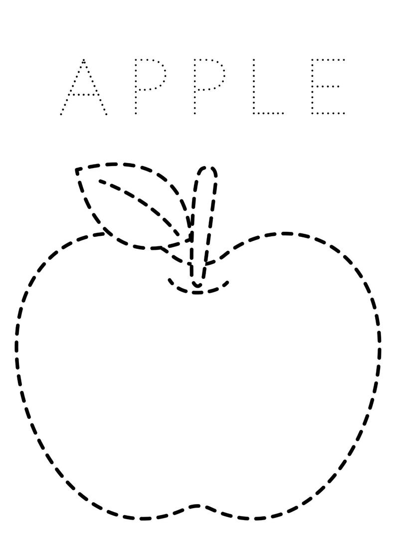 Vegetables & Fruits Tracing Coloring Pages: Preschool Kindergarten ...