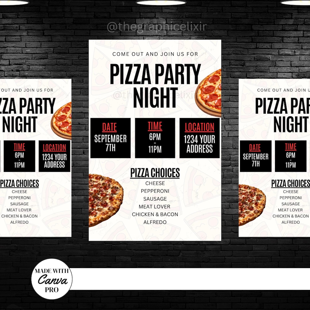 Pizza Party Flyer, Pizza Party Night Flyer, Pizza Flyer, Restaurant ...