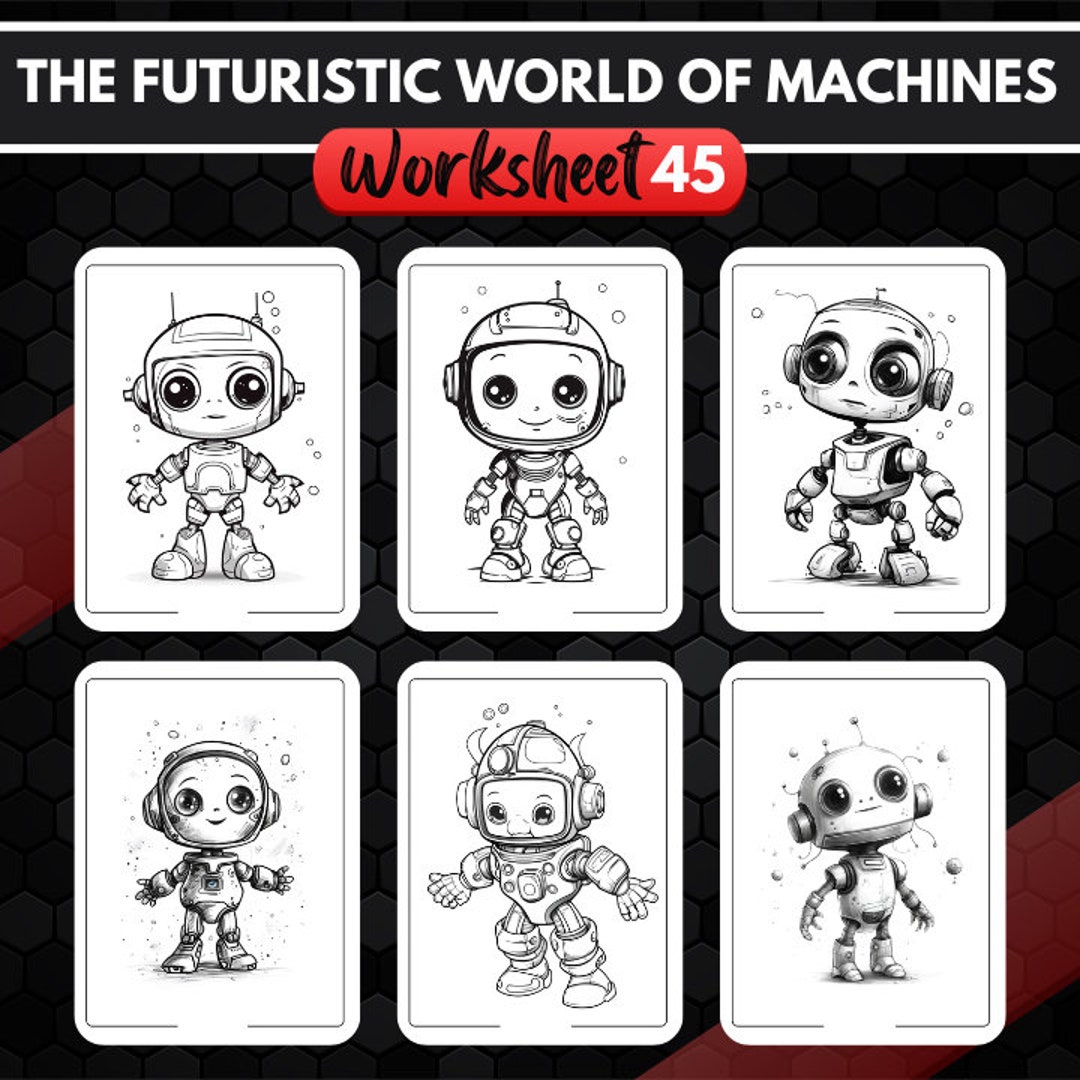 Robot Coloring Pages Embrace the Futuristic World of Machines - Etsy