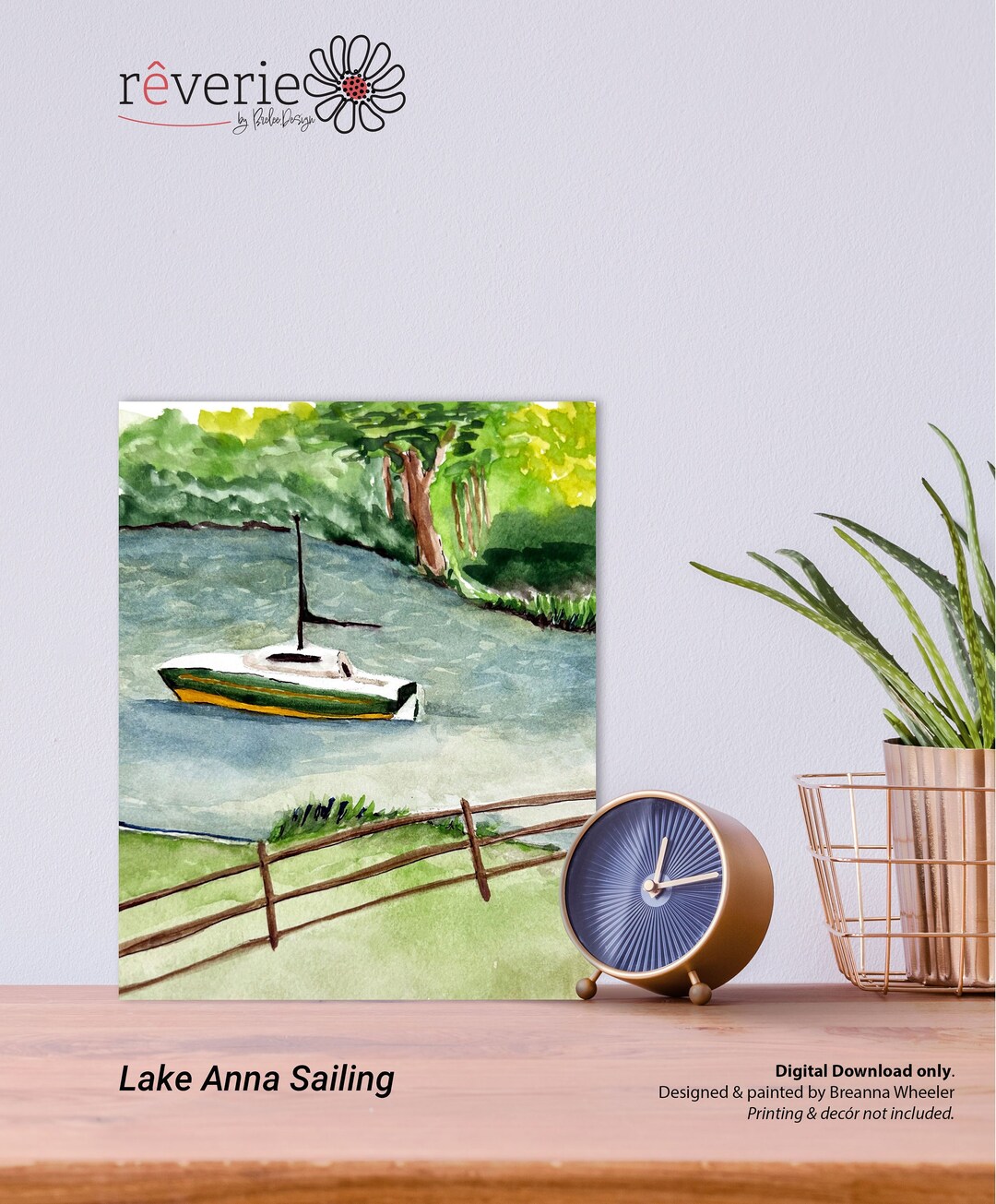 Lake Anna Sailing Summer Watercolor digital Download - Etsy