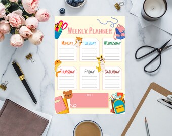 Rainbow Sunshine Printable Kids Weekly Planner and to Do List ...