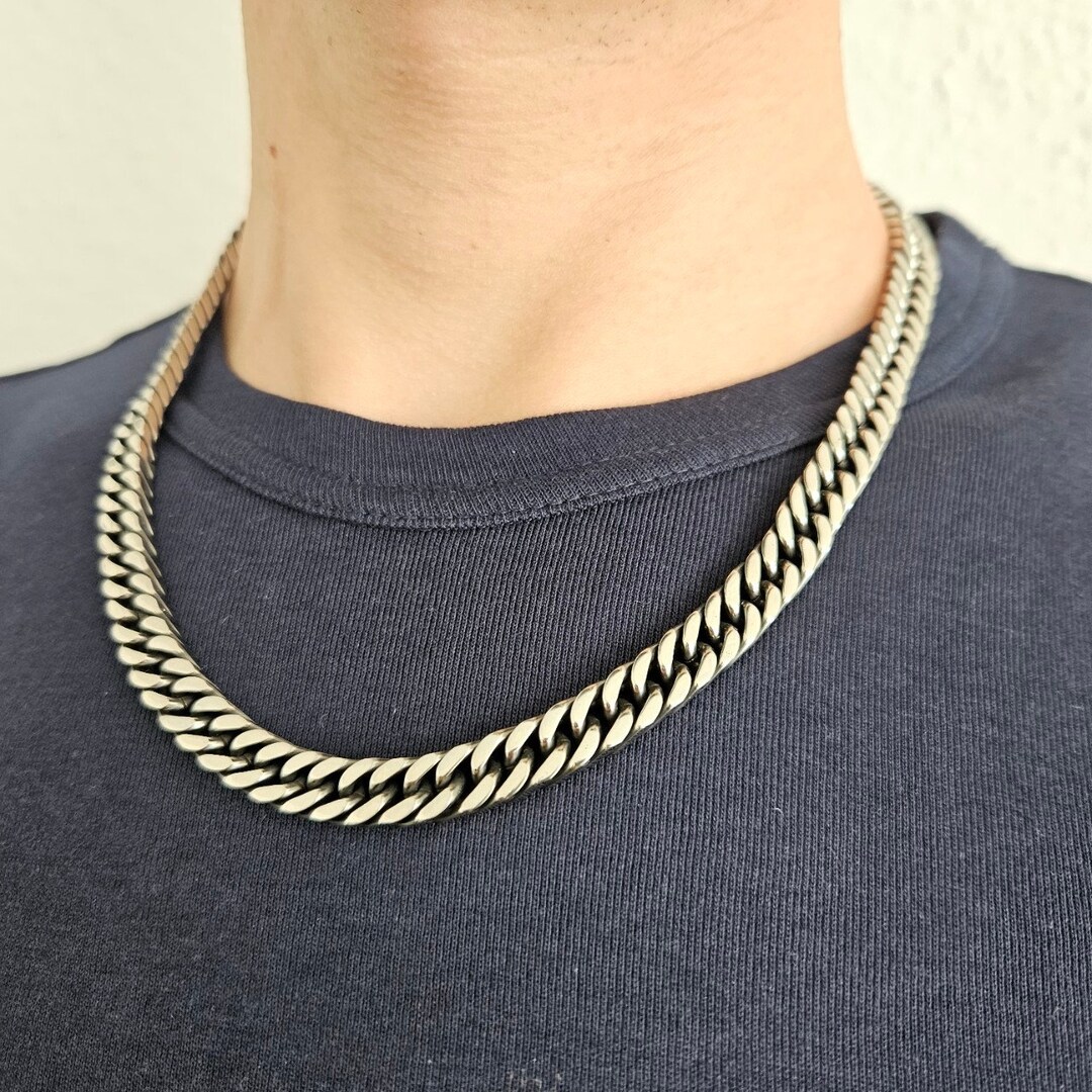 Cuban Curb Chain, 8mm, 20 Length, Thick, Oxidized, High Quality ...