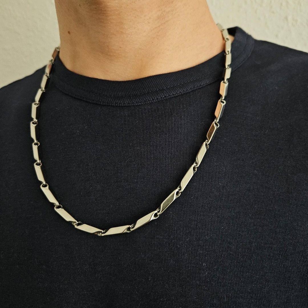 Men's Melon Chain Made of 100% Stainless Steel Men's Chain, Waterproof ...