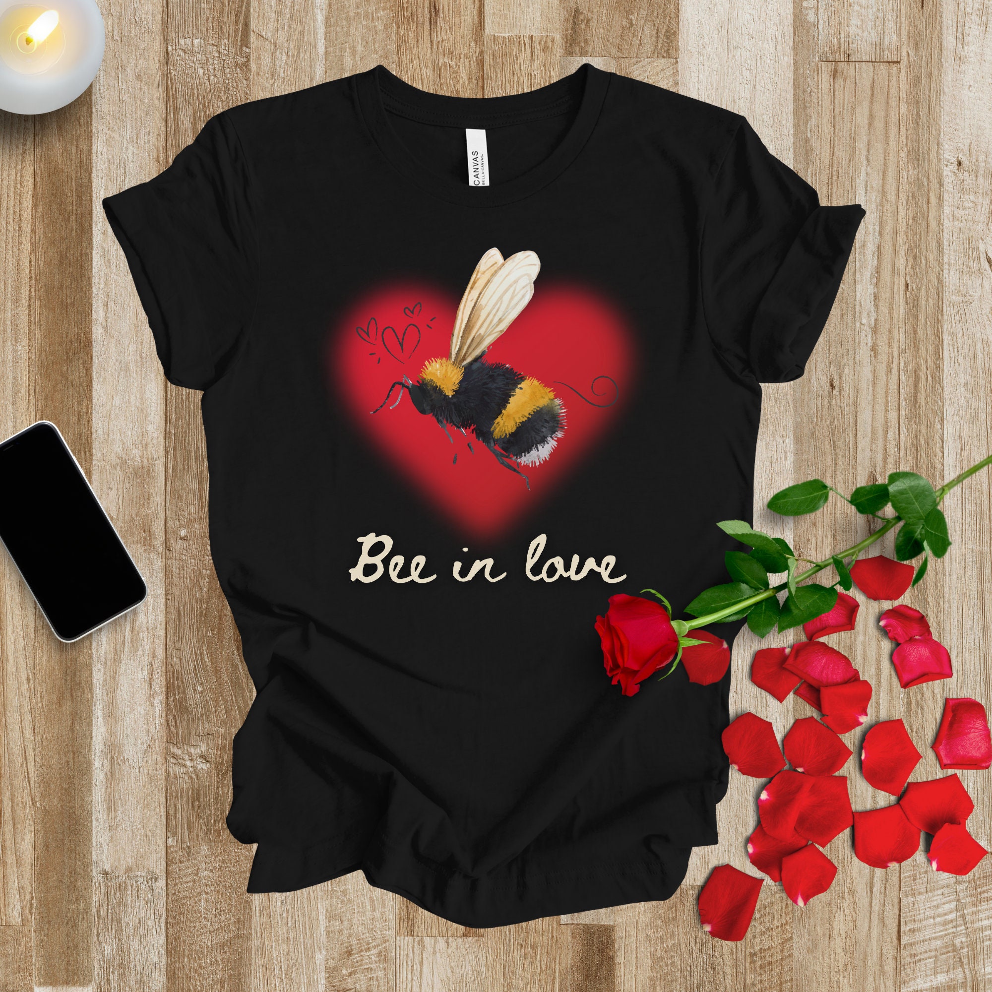 Bee in Love Honeybee Shirt, Cute Bumble Botanical Nature Lovers Tshirt ...