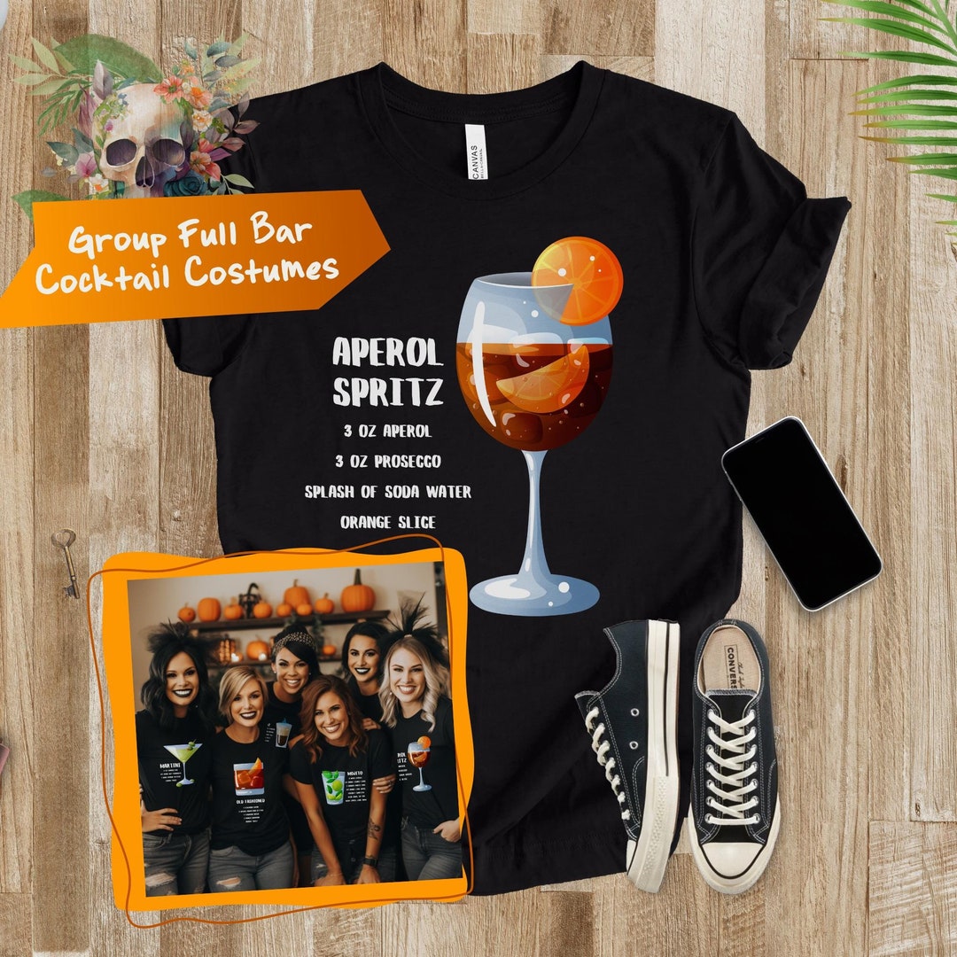 Aperol Spritz Cocktail Crew Tshirt Costume, Full Bar Halloween Party ...