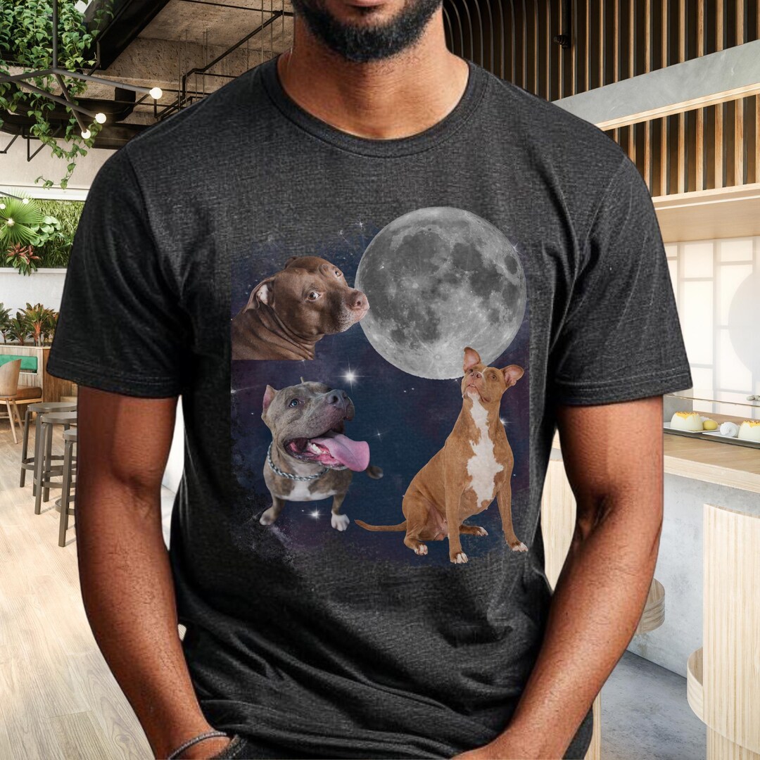 Three Pibbles Howling at the Full Moon | Funny T-shirt | Weirdcore Tee ...