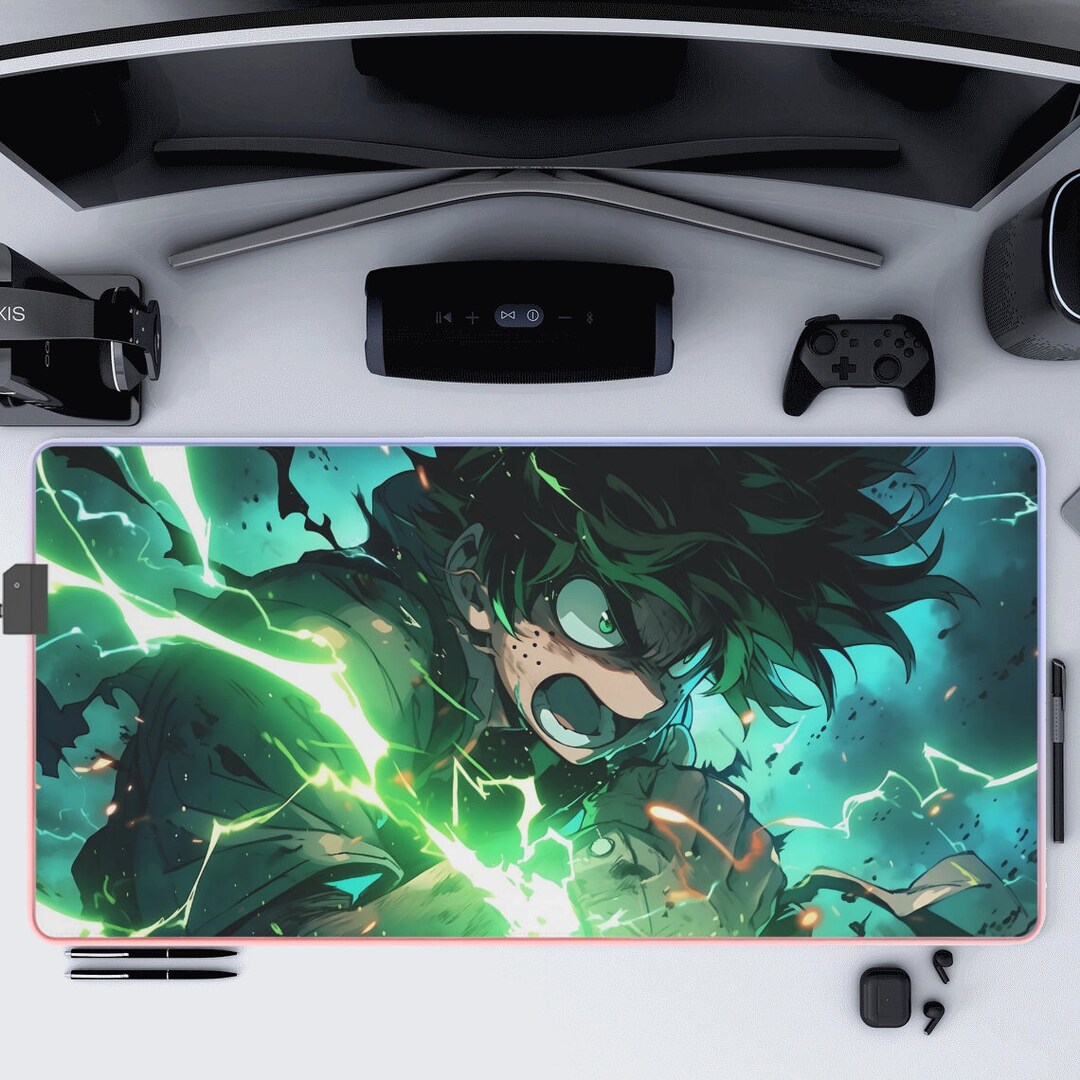 Anime RGB Gaming Mousepad 4K Printing LED Mouse Pad Anime Desktop Mat ...