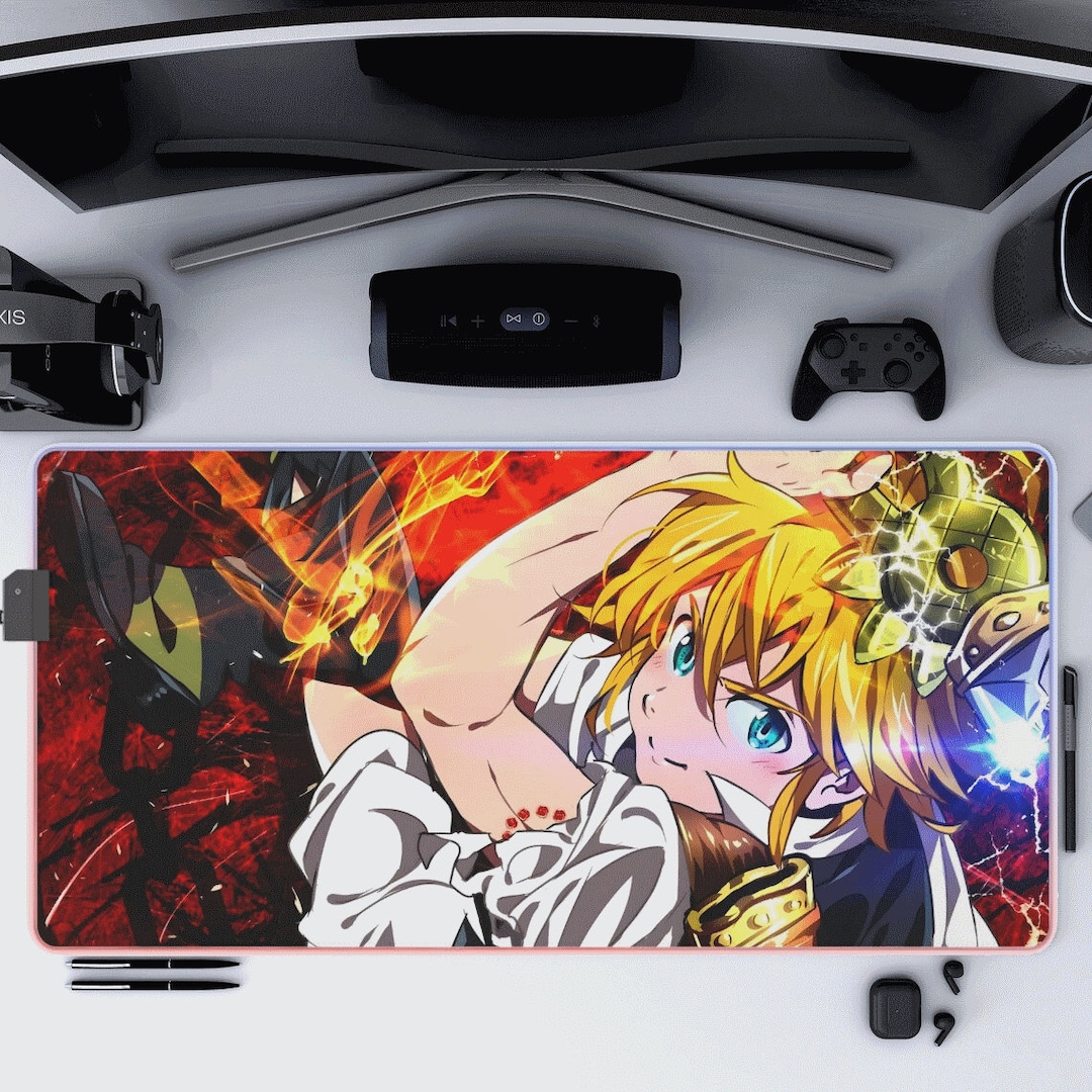 Anime RGB Gaming Mousepad 4K Printing LED Mouse Pad Anime Desktop Mat ...