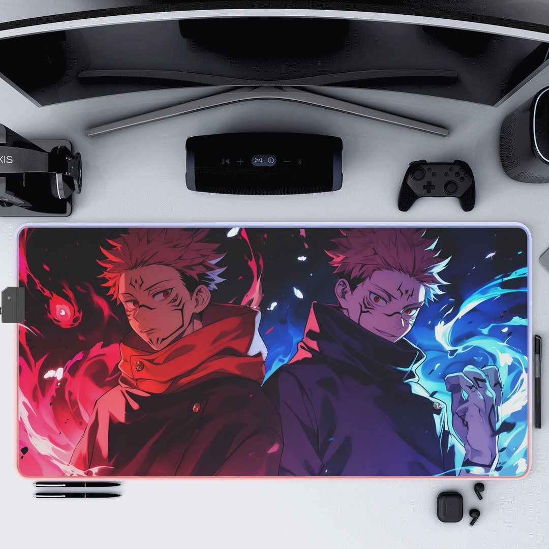 Anime RGB Gaming Mousepad 4K Printing LED Mouse Pad Anime Desktop Mat ...