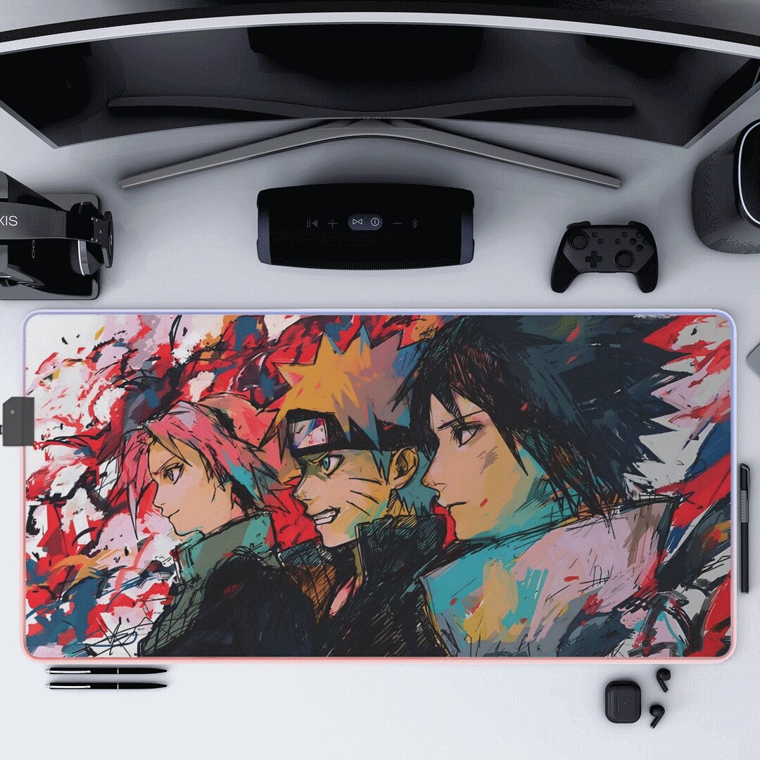Anime RGB Gaming Mousepad 4K Printing LED Mouse Pad Anime Desktop Mat ...