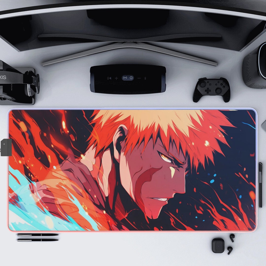 Anime RGB Gaming Mousepad 4K Printing LED Mouse Pad Anime Desktop Mat ...