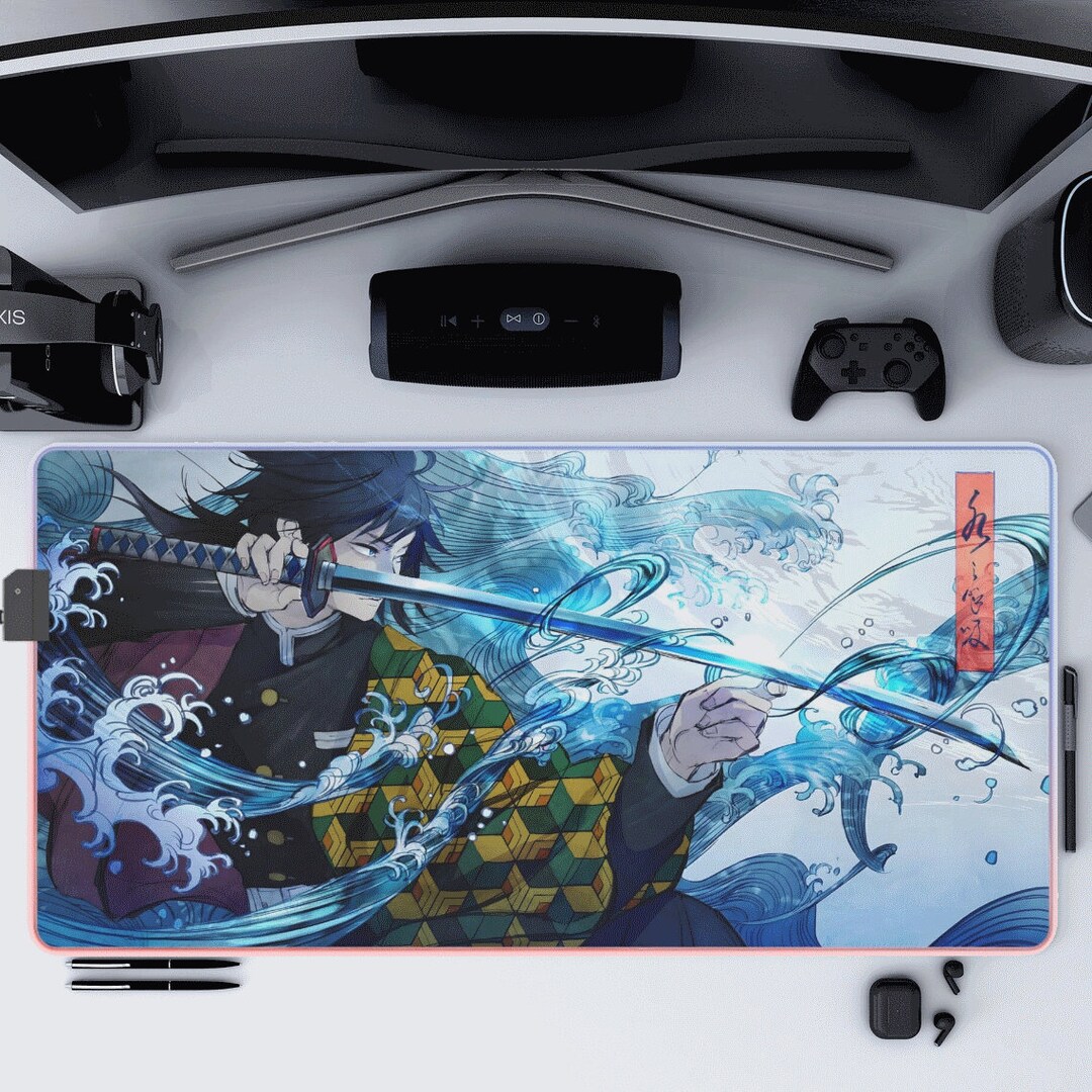 Giyuu Tomioka RGB Gaming Mousepad 4K Printing Demon Slayer LED Mousepad ...