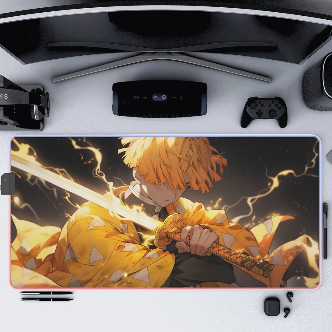 Anime RGB Gaming Mousepad 4K Printing LED Mouse Pad Anime Desktop Mat ...