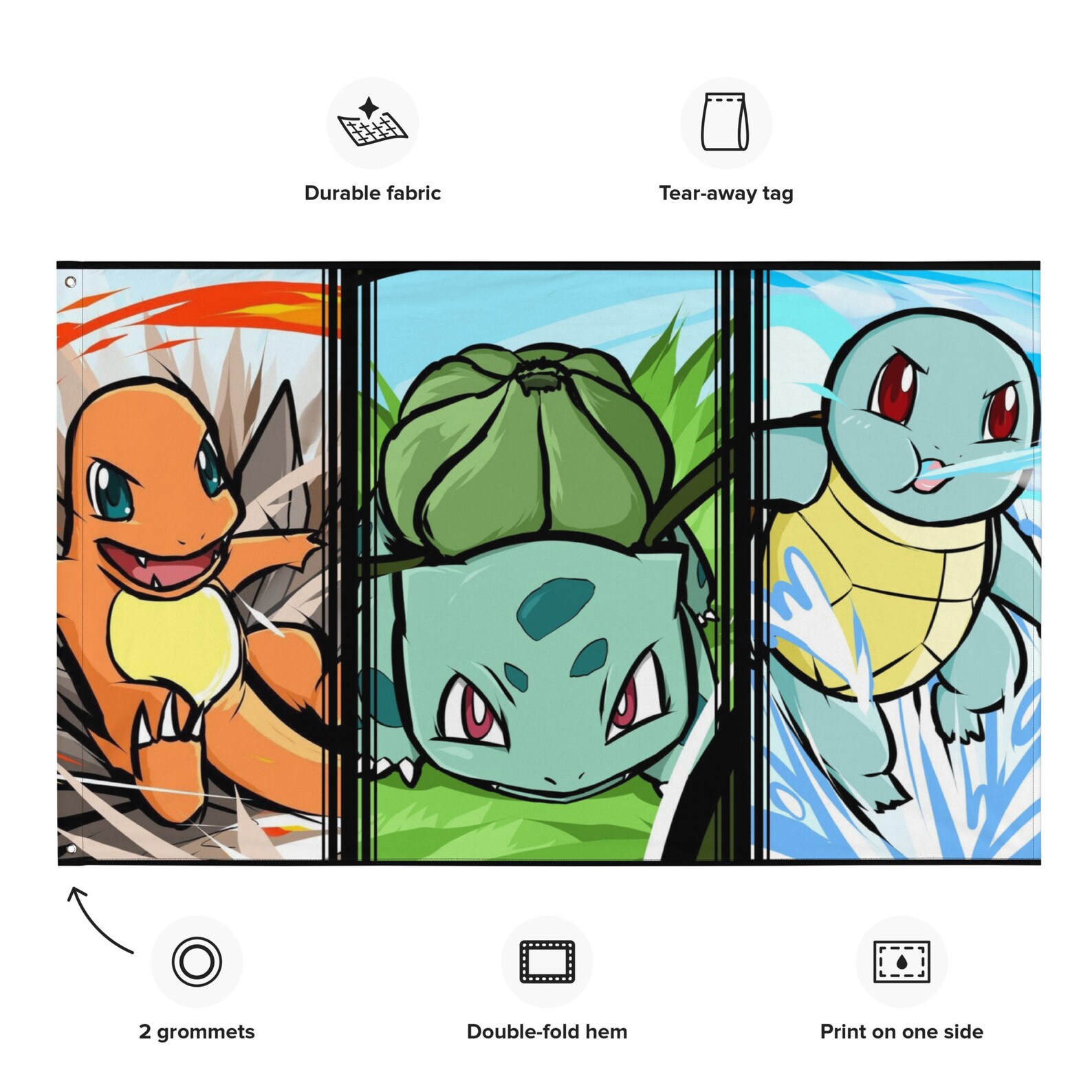 Starter Pokemon Flag Pokemon Banners Flag Flag Wall Decoration Tapestry ...