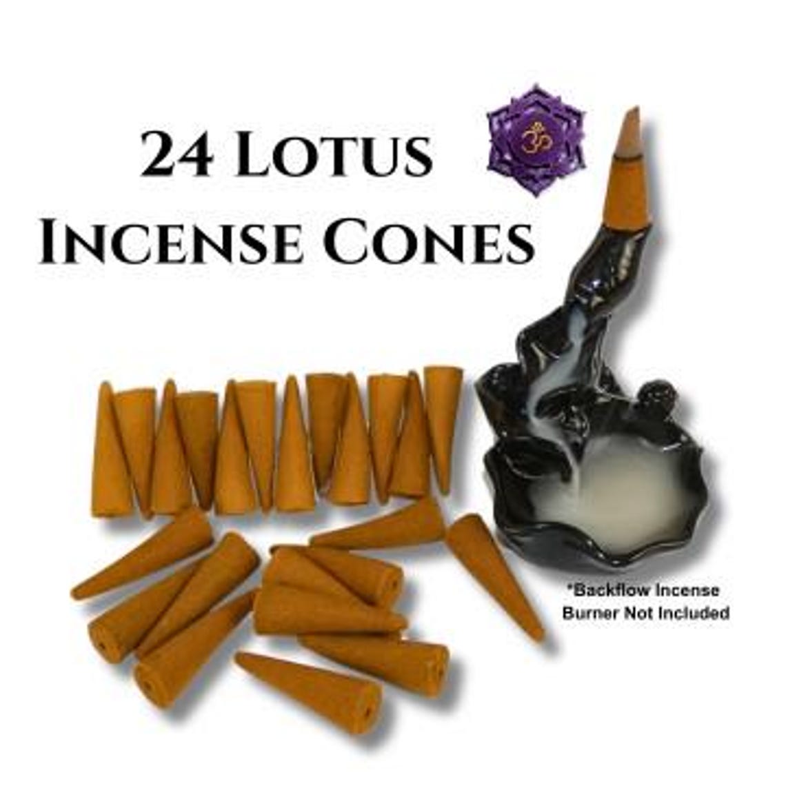 Crown Chakra Lotus Scented Incense 24 Backflow Incense Cones for Your ...