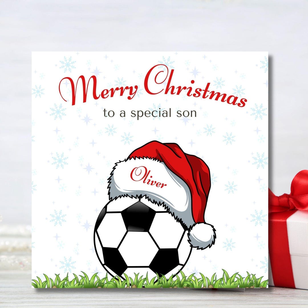 Personalised Christmas Card for Son, Football Christmas Card, Christmas ...