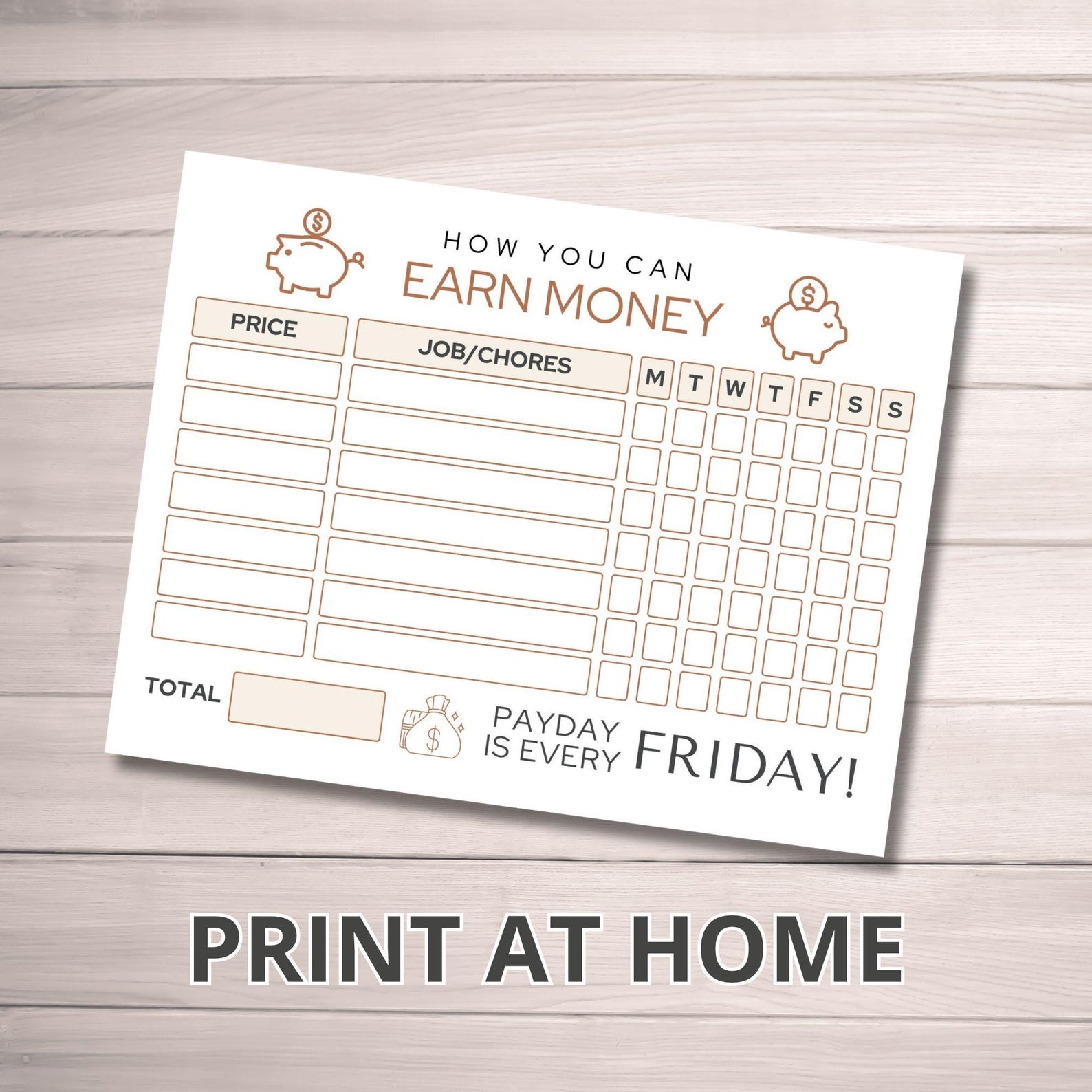 How to Earn Money Chart, Chore Chart for Kids, Chore Chart, Allowance ...