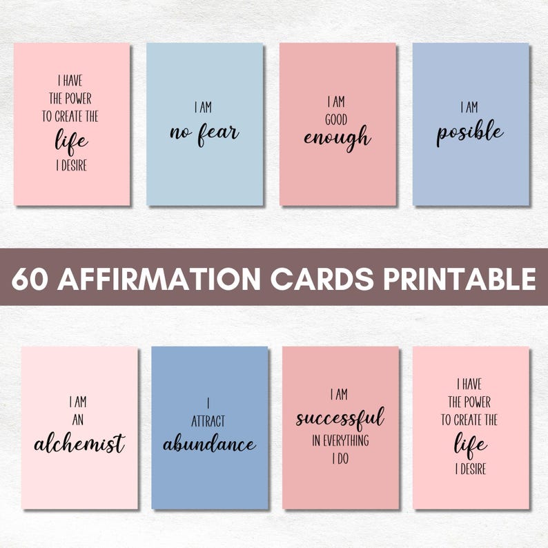 60 Affirmation Cards Printable, I AM Affirmation Cards, Affirmation ...