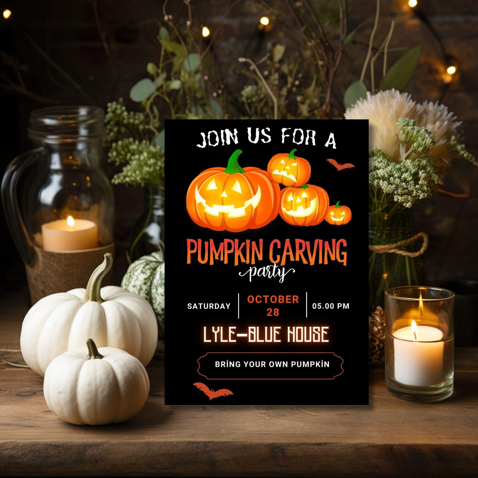 Editable Pumpkin Carving Party Invitation: Halloween Template (digital ...