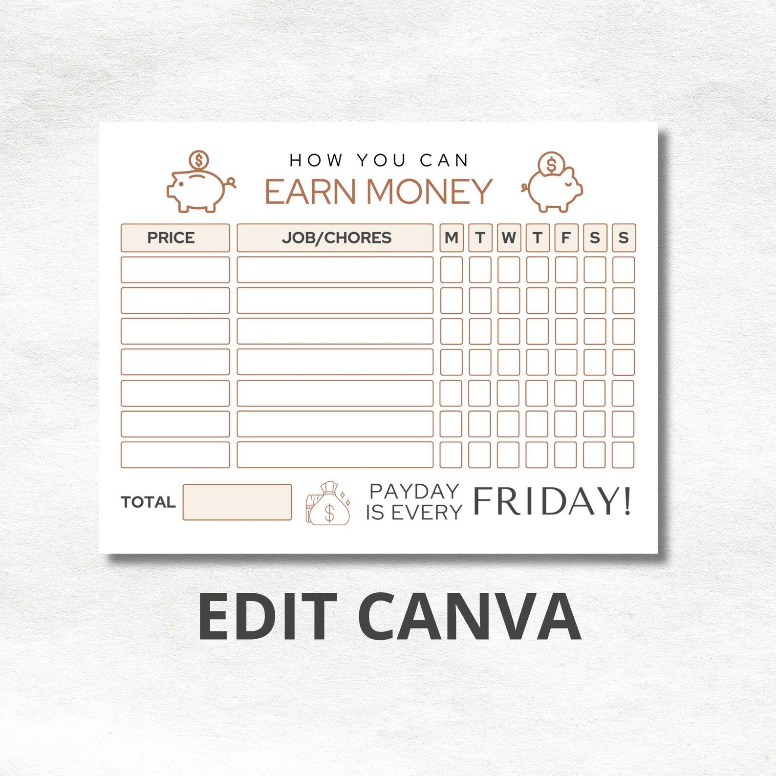 How to Earn Money Chart, Chore Chart for Kids, Chore Chart, Allowance ...