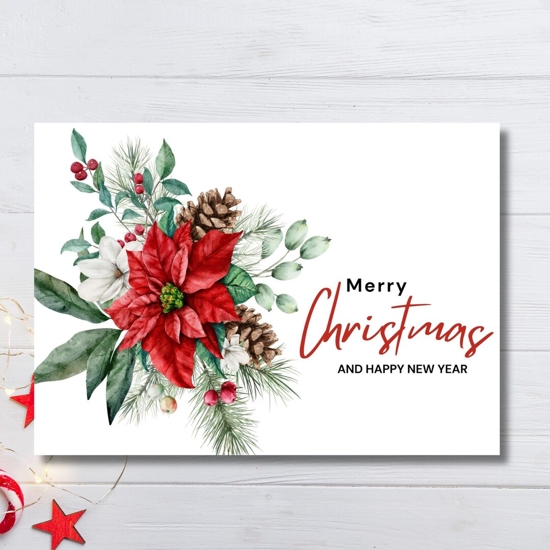 Merry Christmas Card, Printable Christmas Card, Beautiful Merry ...