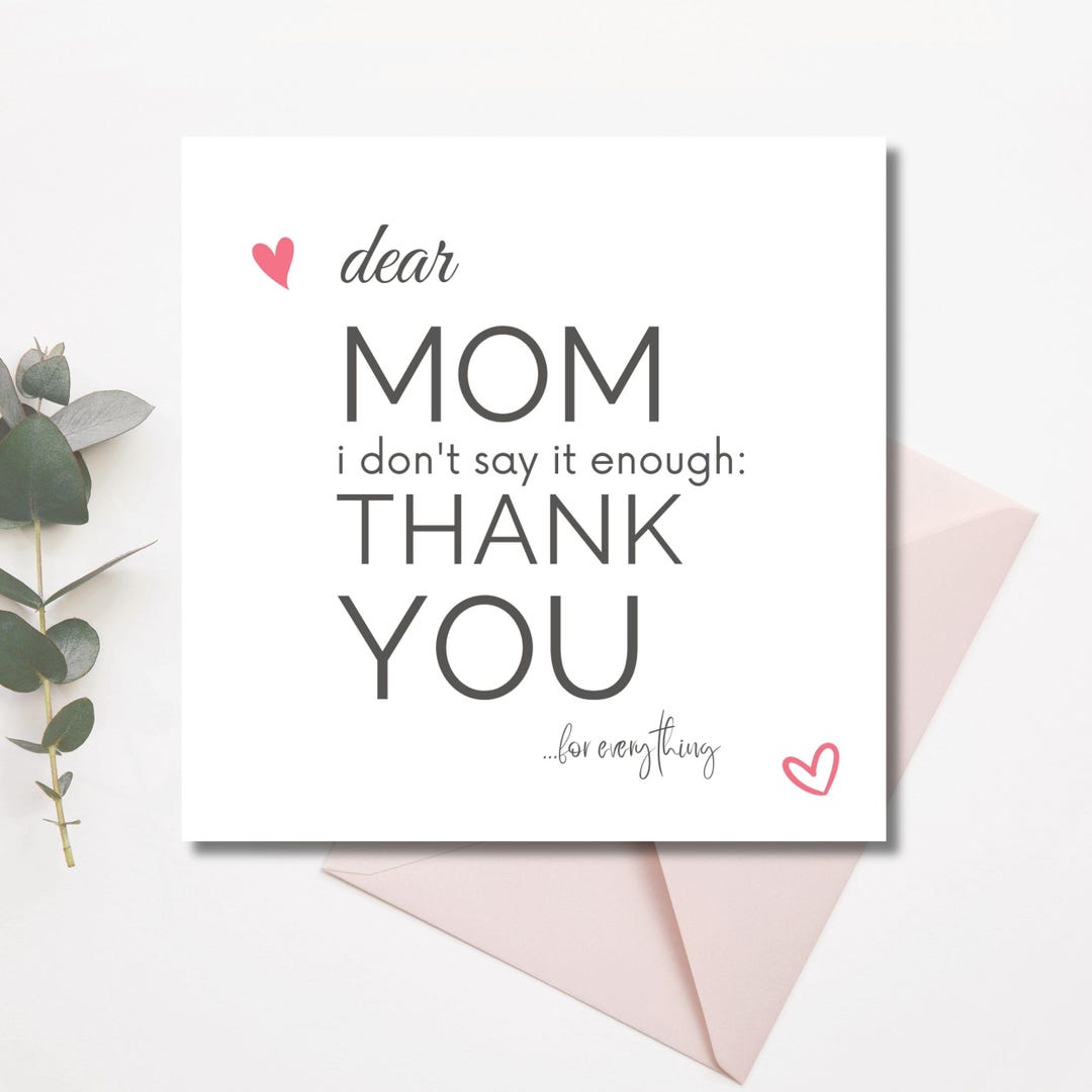 Mother's Day Card, Printable Thank You Mom Card, Happy Mother’s Day ...