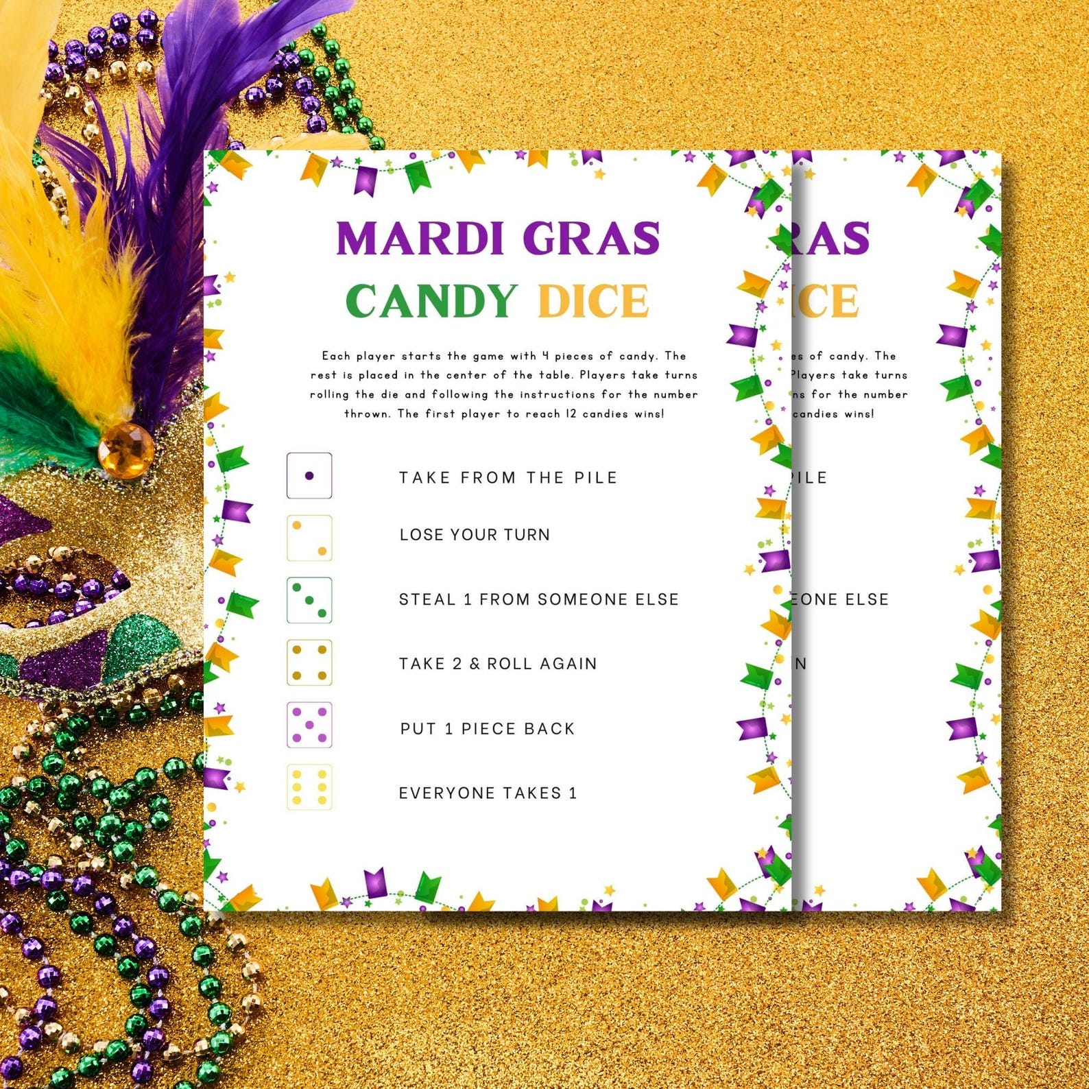 Mardi Gras Candy Dice Game: Printable Party Fun (PDF & JPG) - Etsy