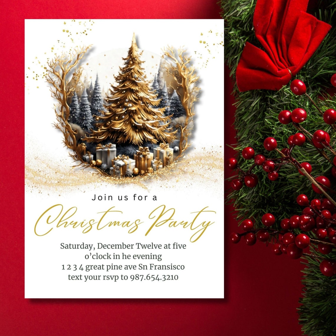 Printable Christmas Party Invitation Christmas Party Invite Holiday ...