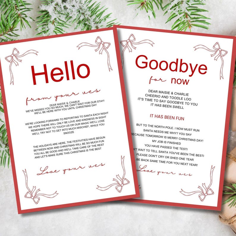 Elf Arrival Letter and Departure Letter Printable, Elf Return Letter ...