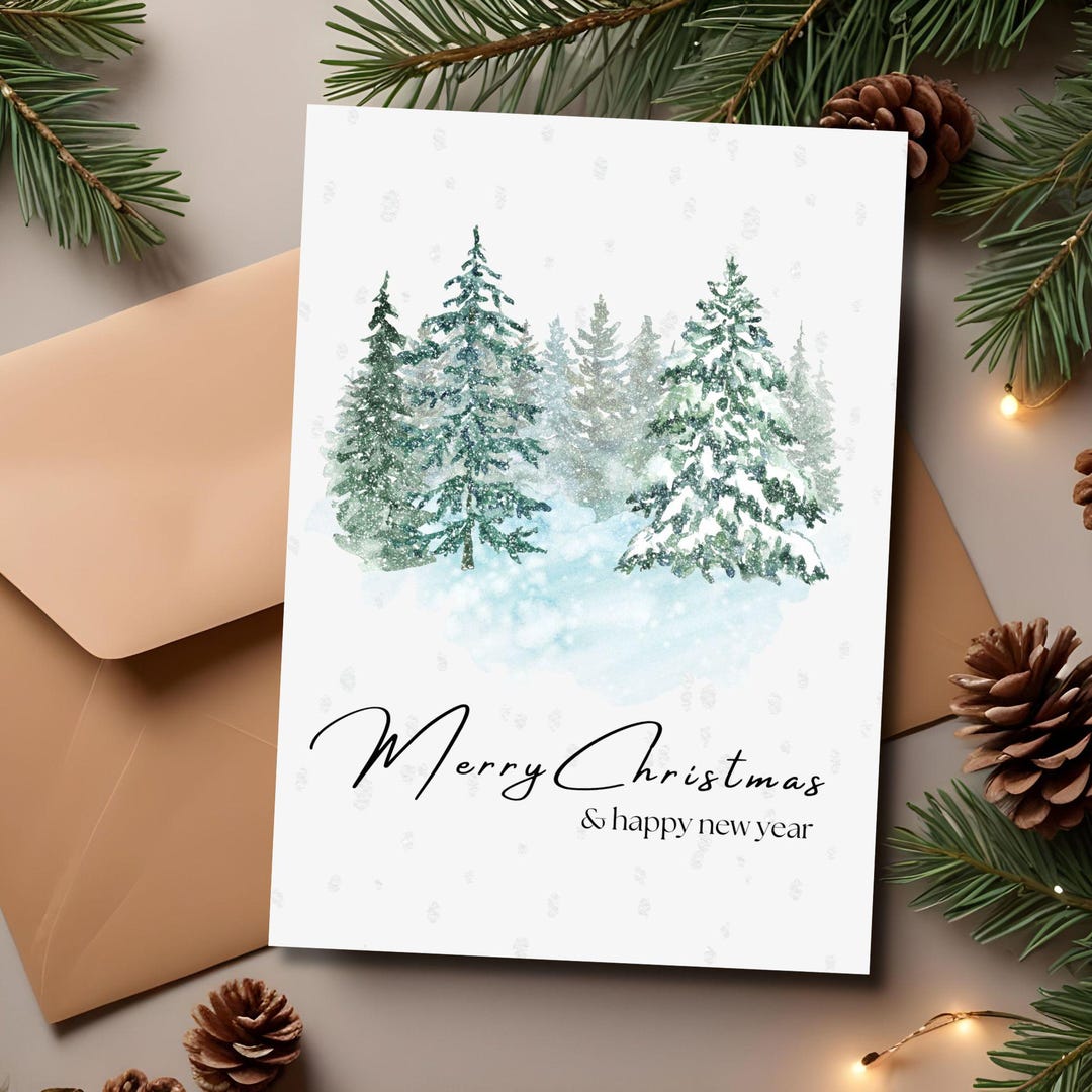 Christmas Tree Card Digital Download Printable Merry Christmas Card ...