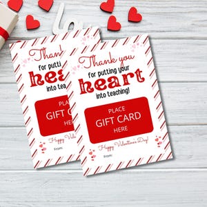 Teacher Valentine Gift Card Holder: Printable Thank You Gift (PDF & JPG ...