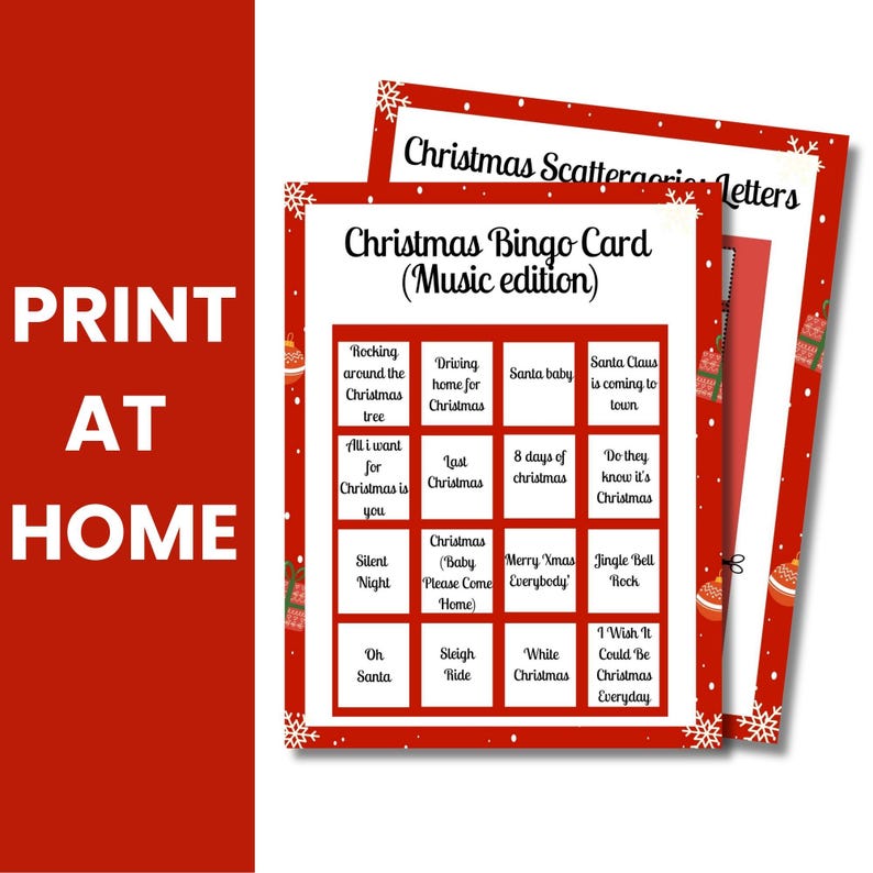 Printable Christmas Bingo Game, Printable Christmas Game Bundle ...