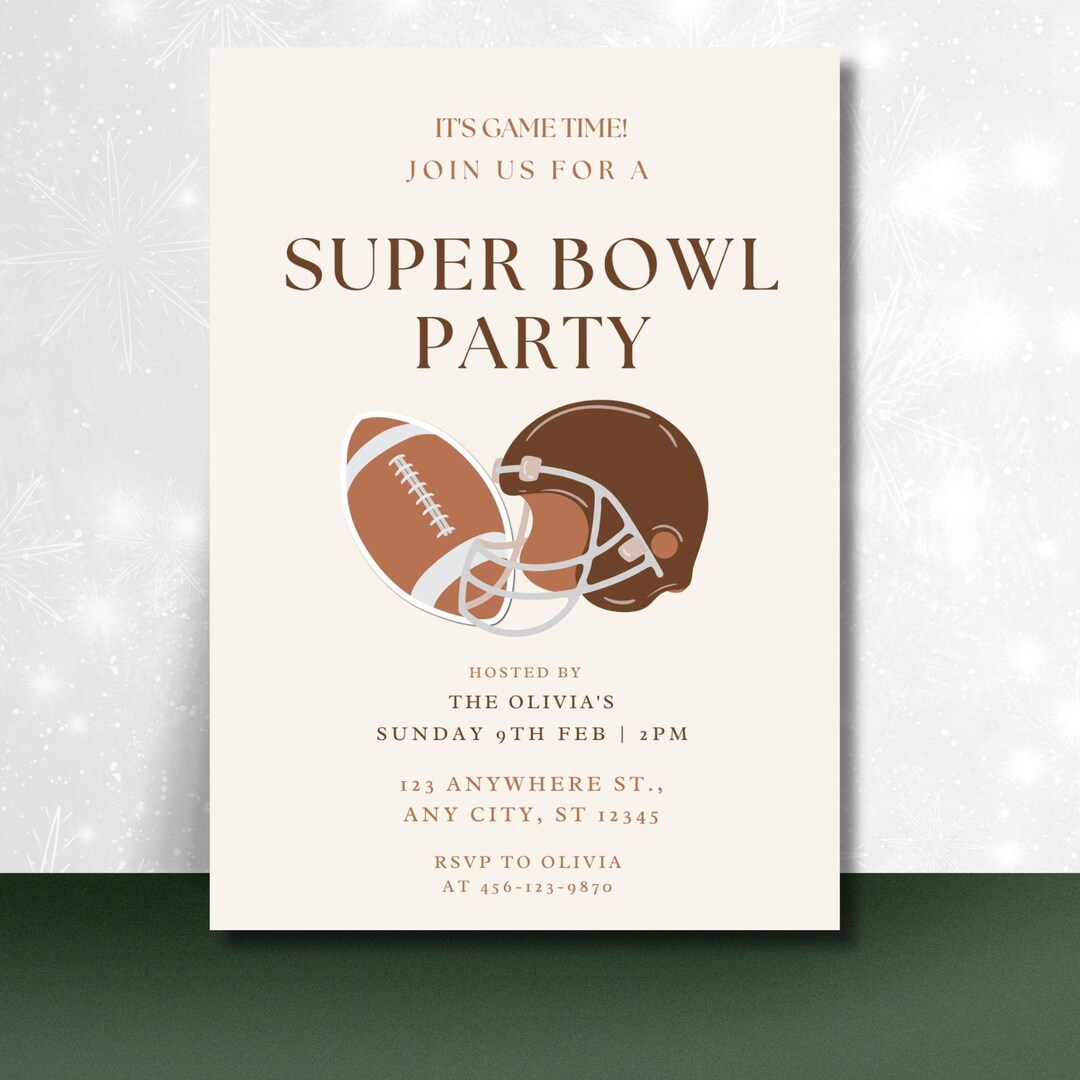 Editable Super Bowl Party Invitation, Super Game Sunday Digital ...