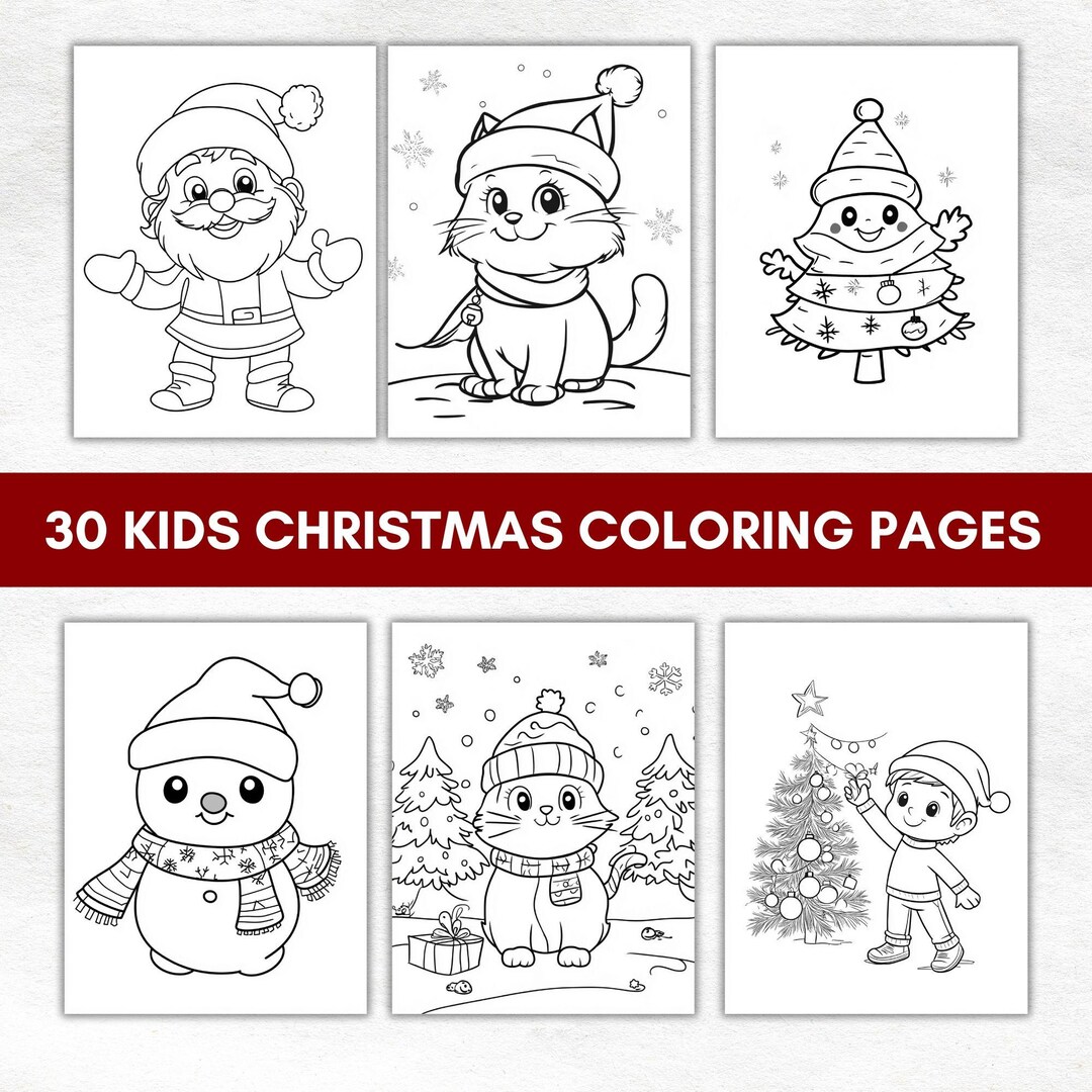 Christmas Coloring Pages: Set of 30 Festive Designs (PDF, JPG, PNG) - Etsy