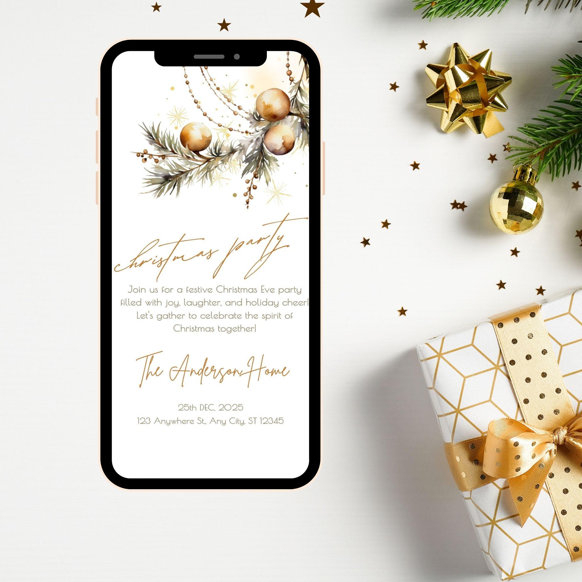 Digital Christmas Party Invitation Template, Editable Christmas Party ...