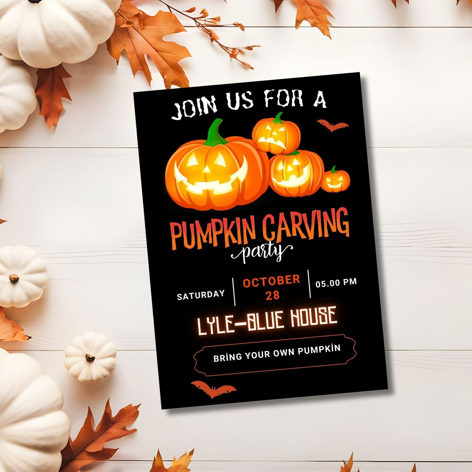Editable Pumpkin Carving Party Invitation: Halloween Template (digital ...