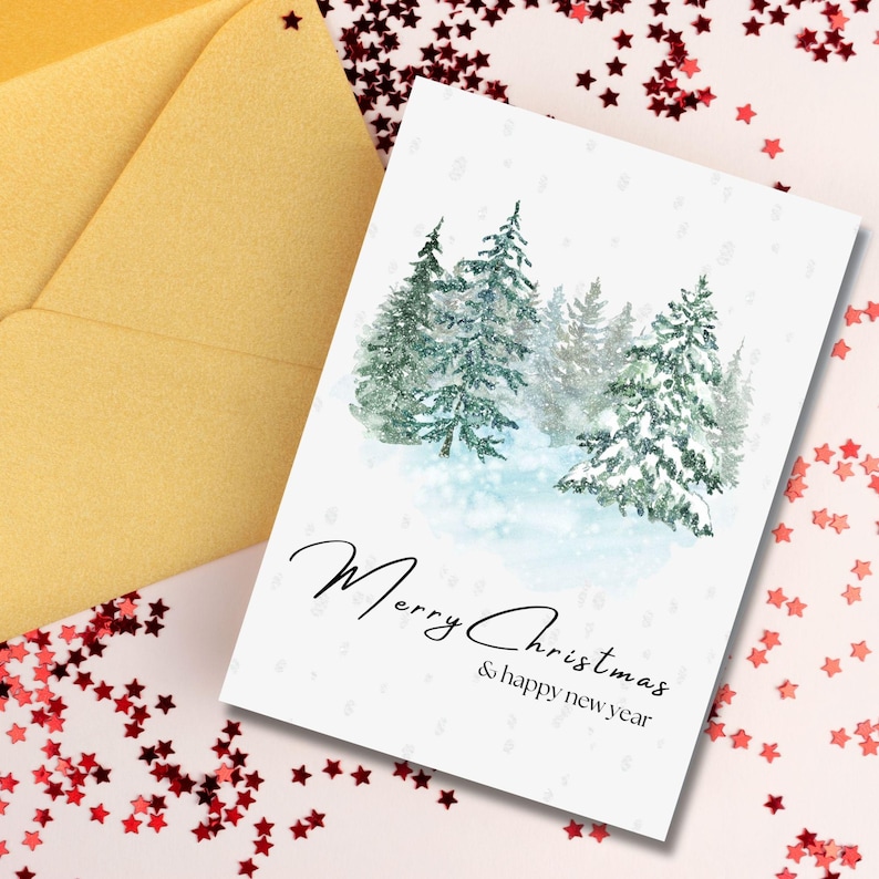 Christmas Tree Card Digital Download Printable Merry Christmas Card ...