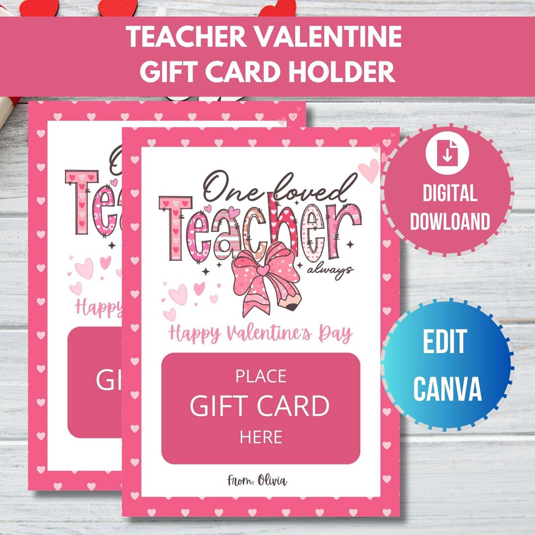 Teacher Valentine's Day Gift Card Holder, Teacher Appreciation Gift ...